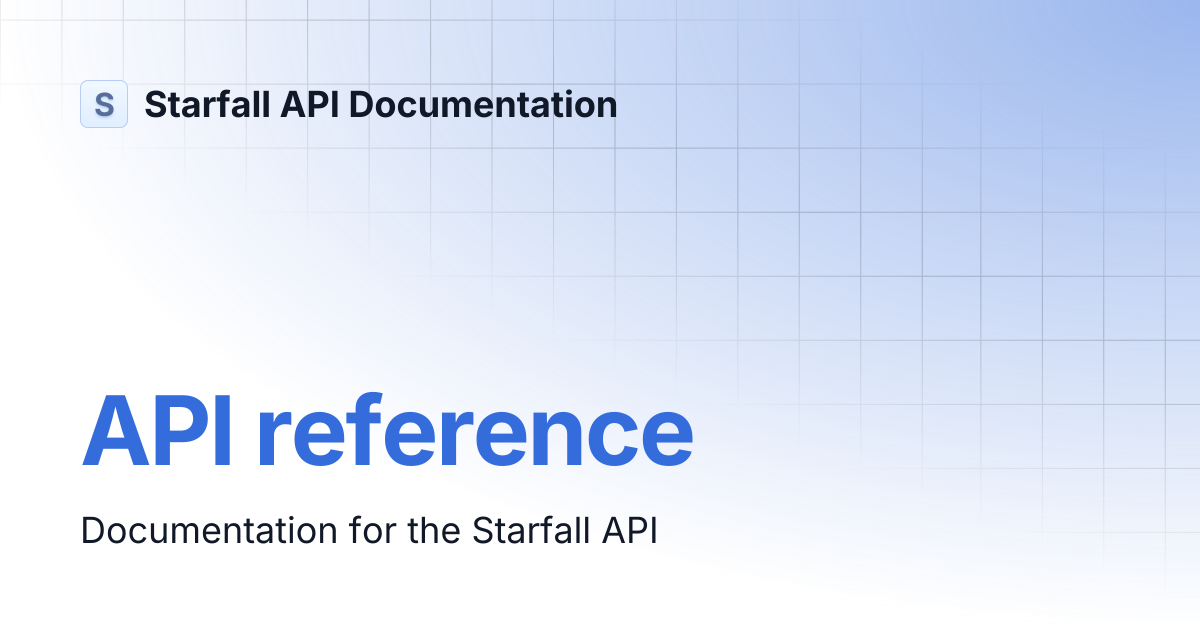 API reference | Starfall API Documentation